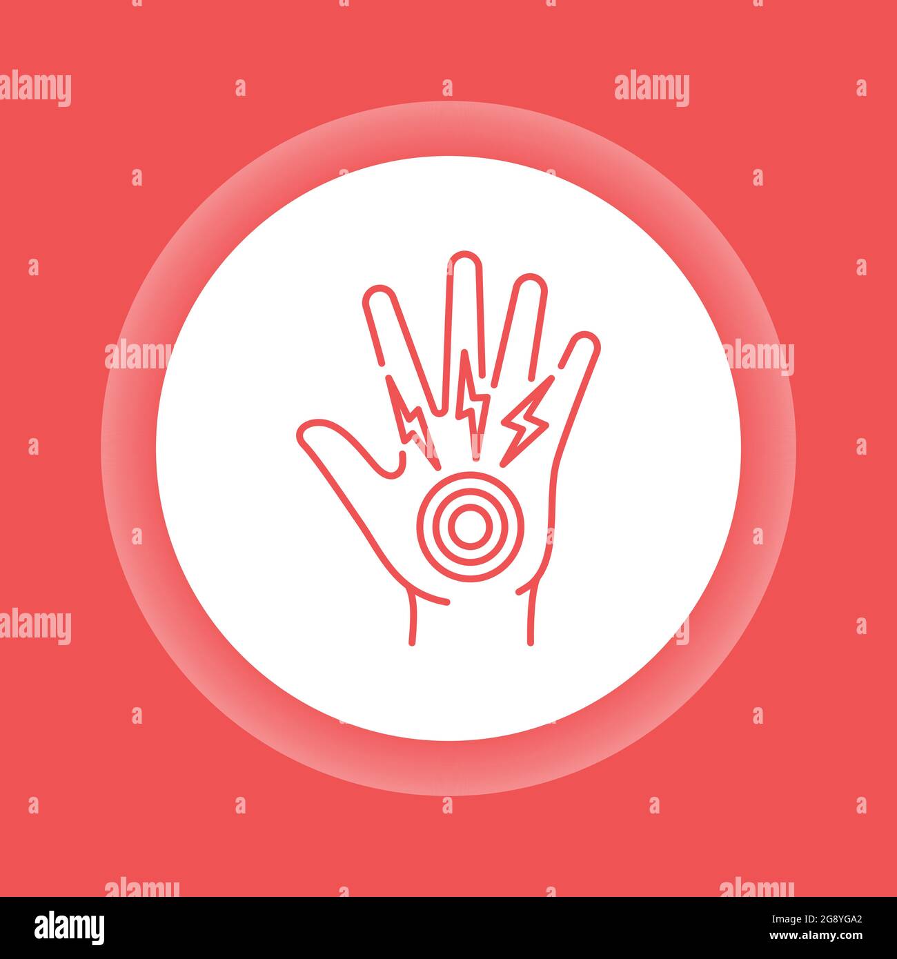 Acute hand pain color button icon. Sprain, injury. Isolated vector ...