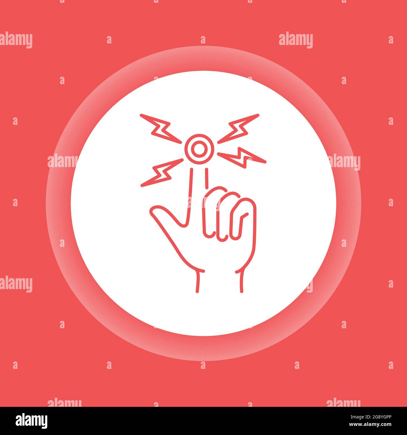 Acute finger pain color button icon. Sprain, injury. Isolated vector ...