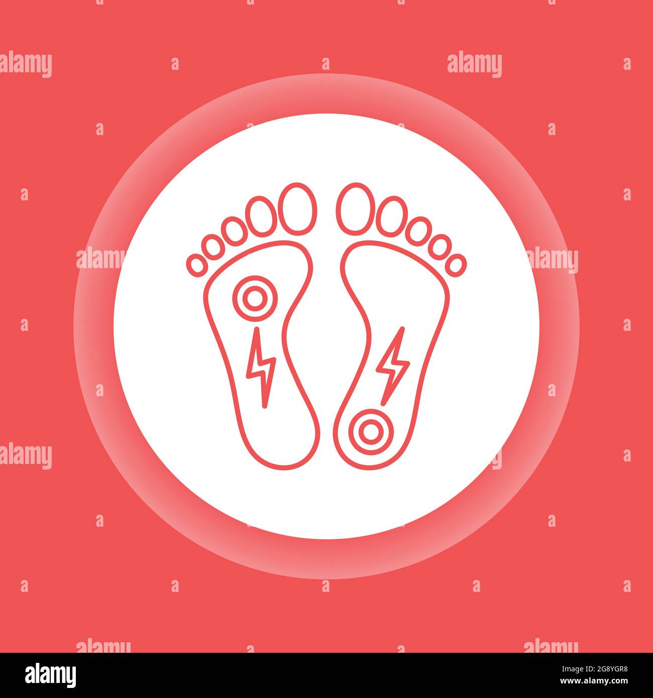 Acute pain foot color button icon. Sprain, injury. Isolated vector ...