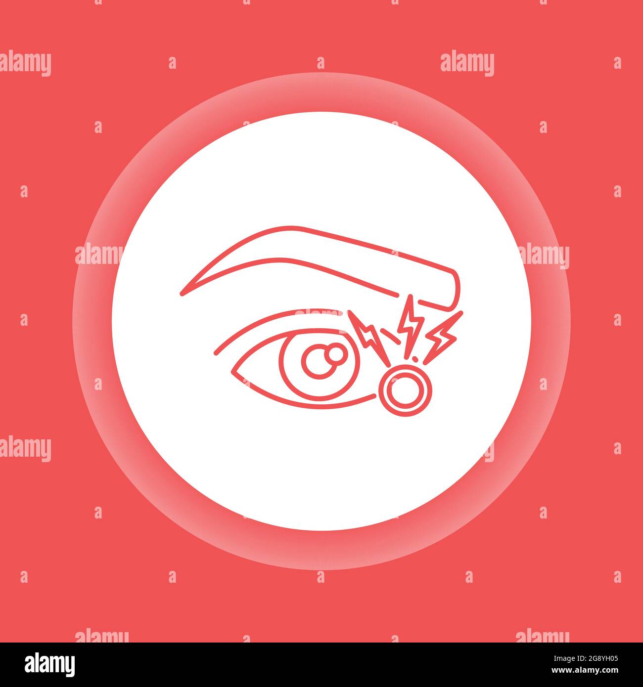 Acute eye pain color button icon. Eye inflammation. Allergy symptoms ...