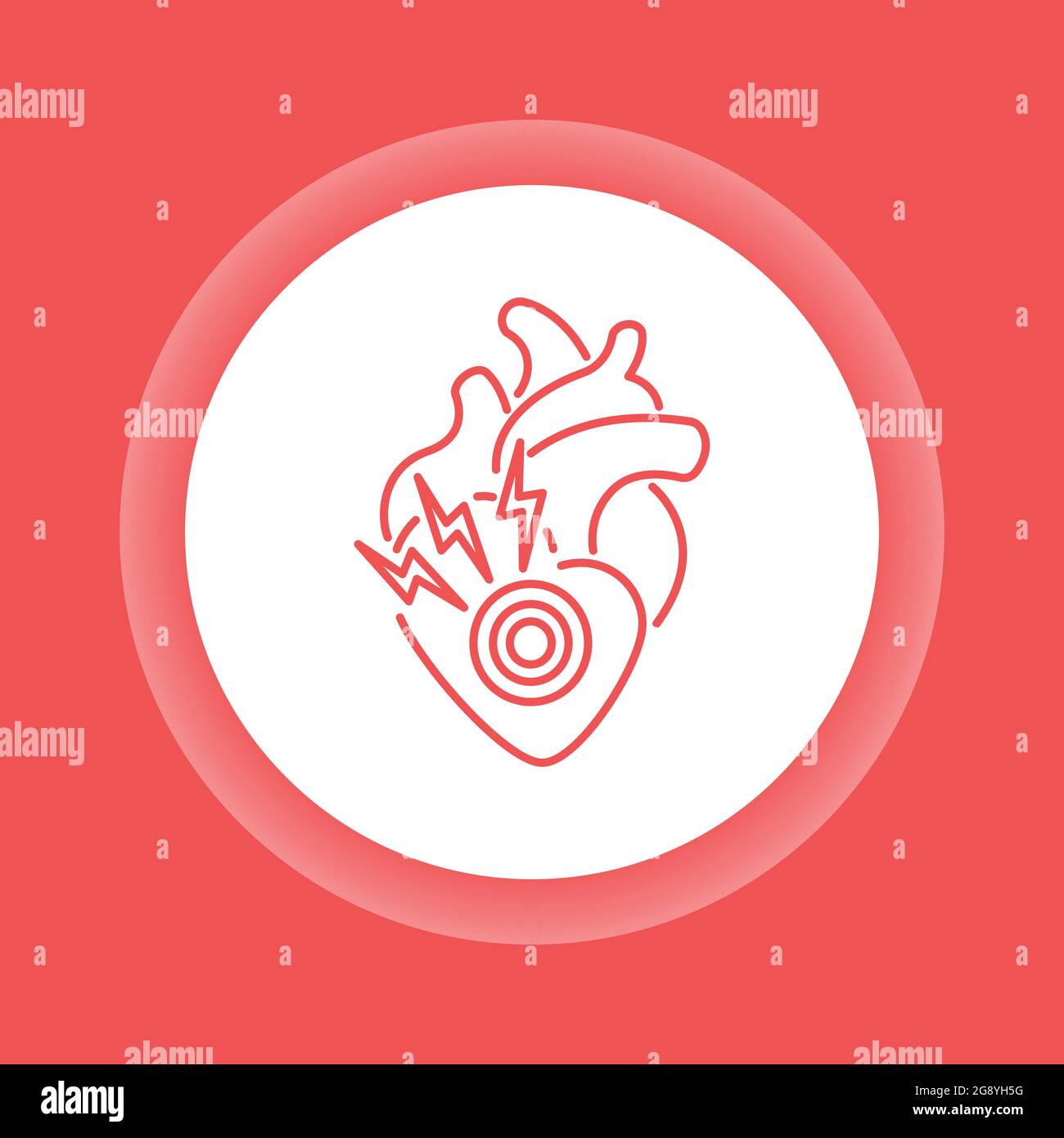 Heart attack color button icon. Disease of the human internal organ ...