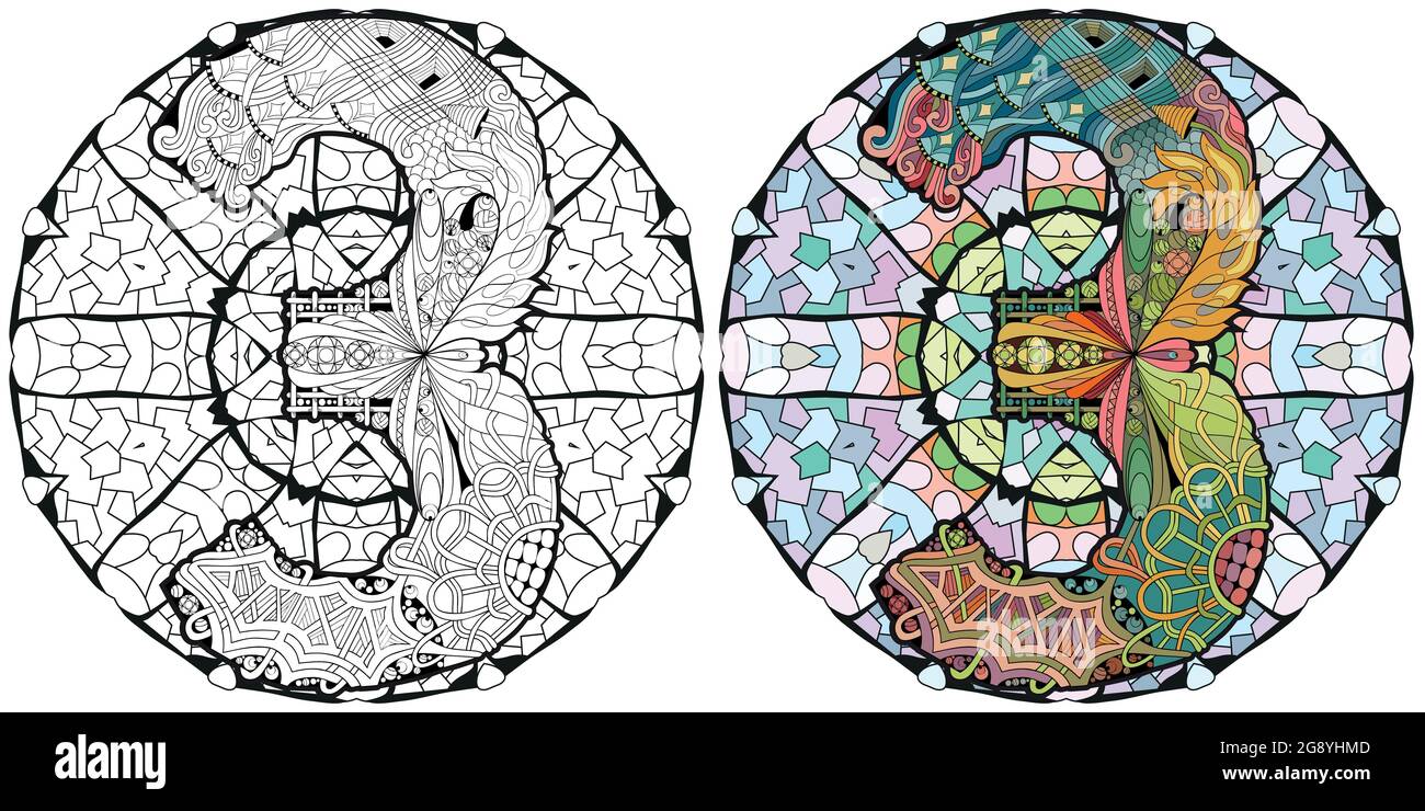 Hand-painted art design. Illustration mandala with numero three ...