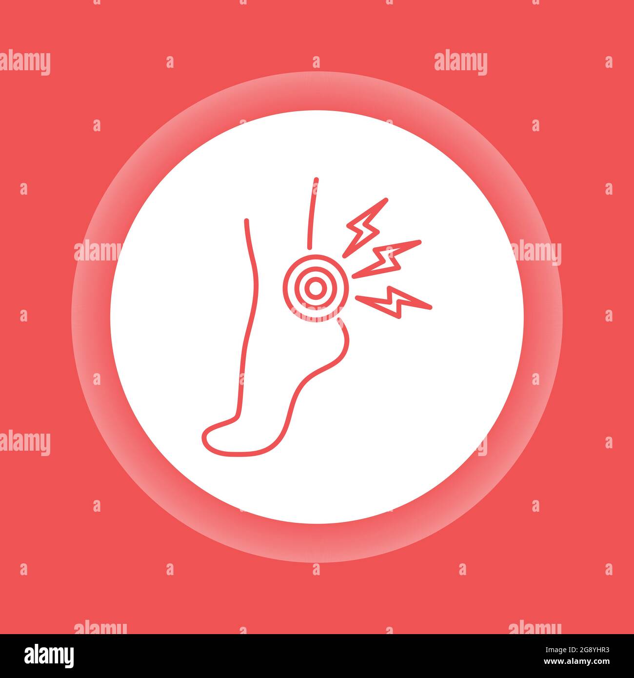 Acute foot pain color button icon. Sprain, injury. Isolated vector ...