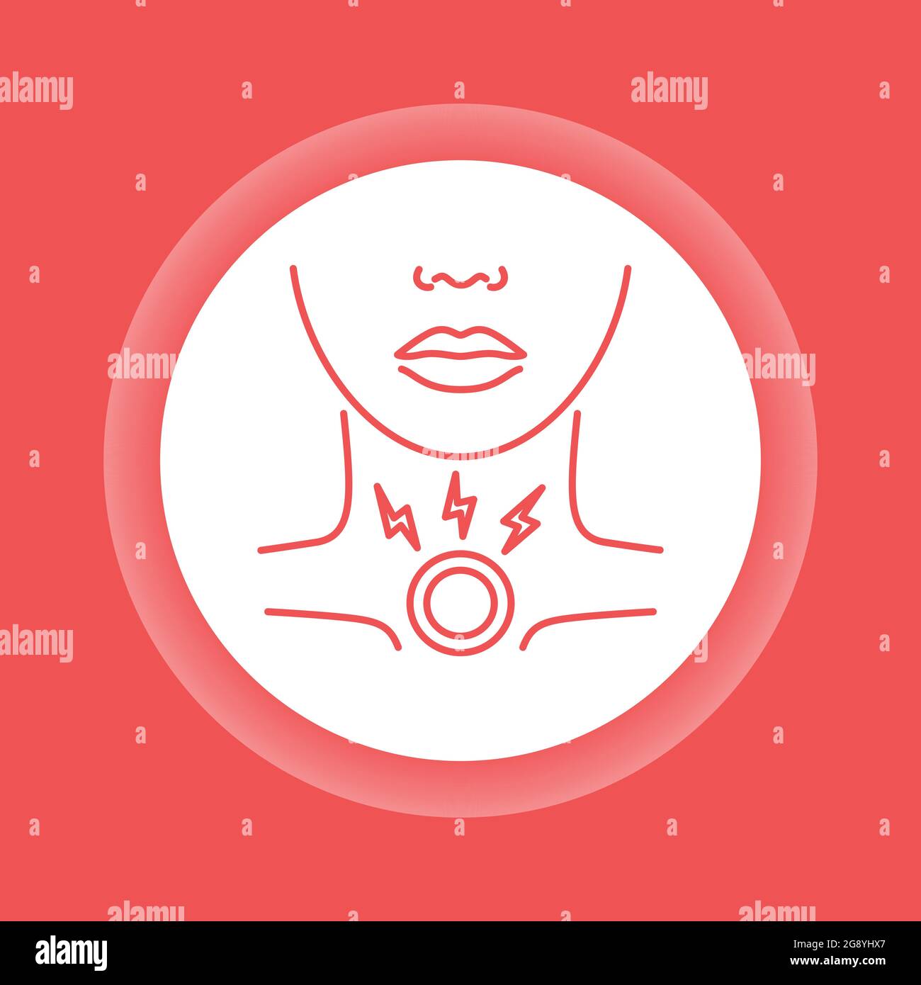 Acute sore throat color button icon. Inflammation larynx. Health ...