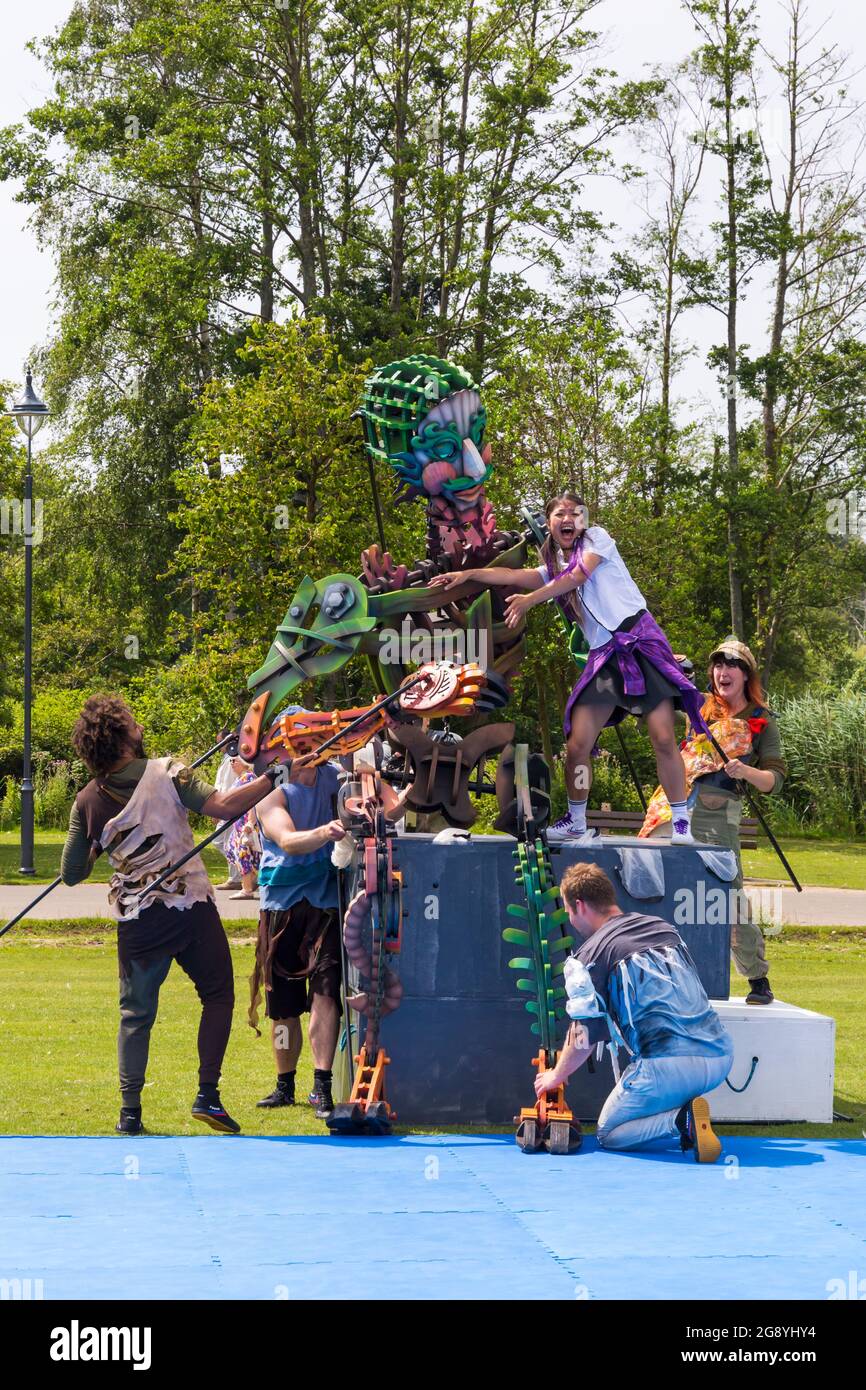 Poole, Dorset, UK. 23rd July, 2021. EKO the sea giant is a 4 metre tall ...