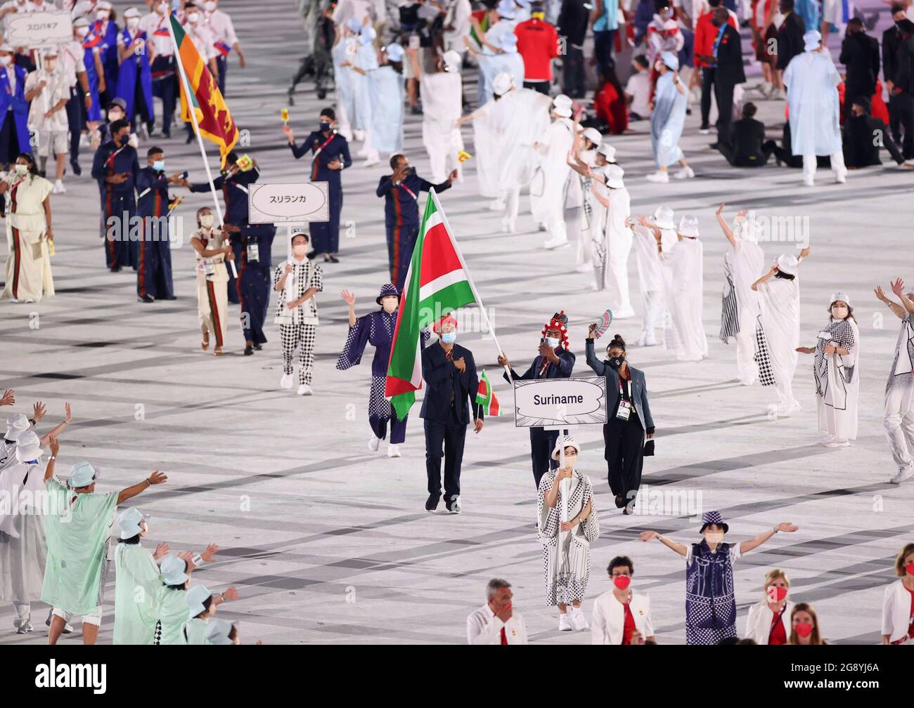 Tokyo, Japan. 23rd July, 2021. Olympic delegation of Suriname (front ...