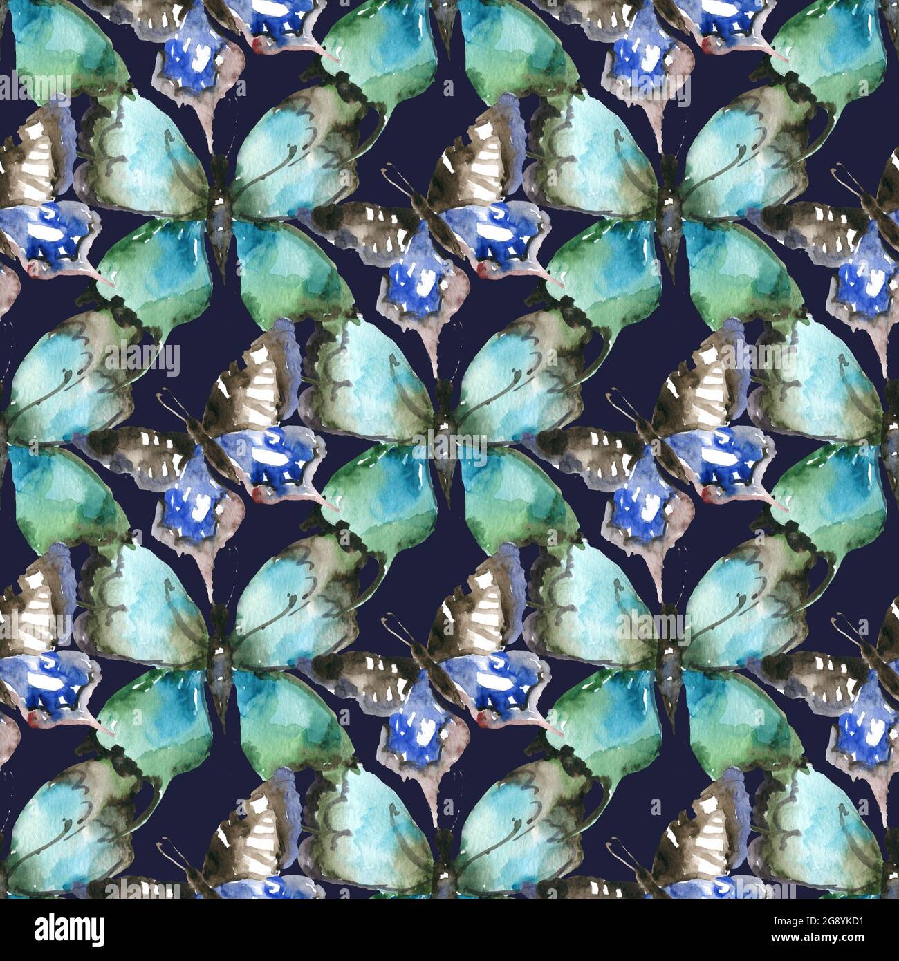 seamless pattern of butterflies watercolor Hand painted illustration ...