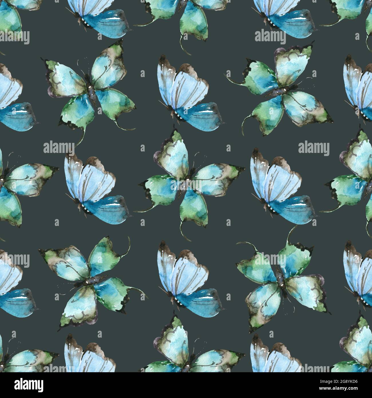 seamless pattern of butterflies watercolor Hand painted illustration ...