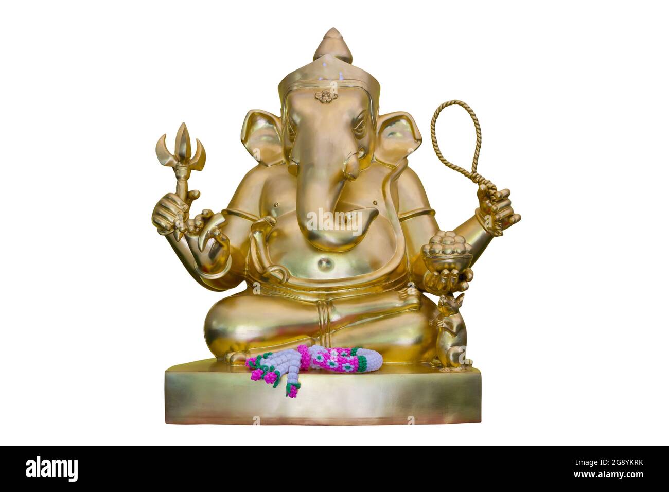 Golden Hindu God Ganesha, isolated on white background Stock Photo - Alamy
