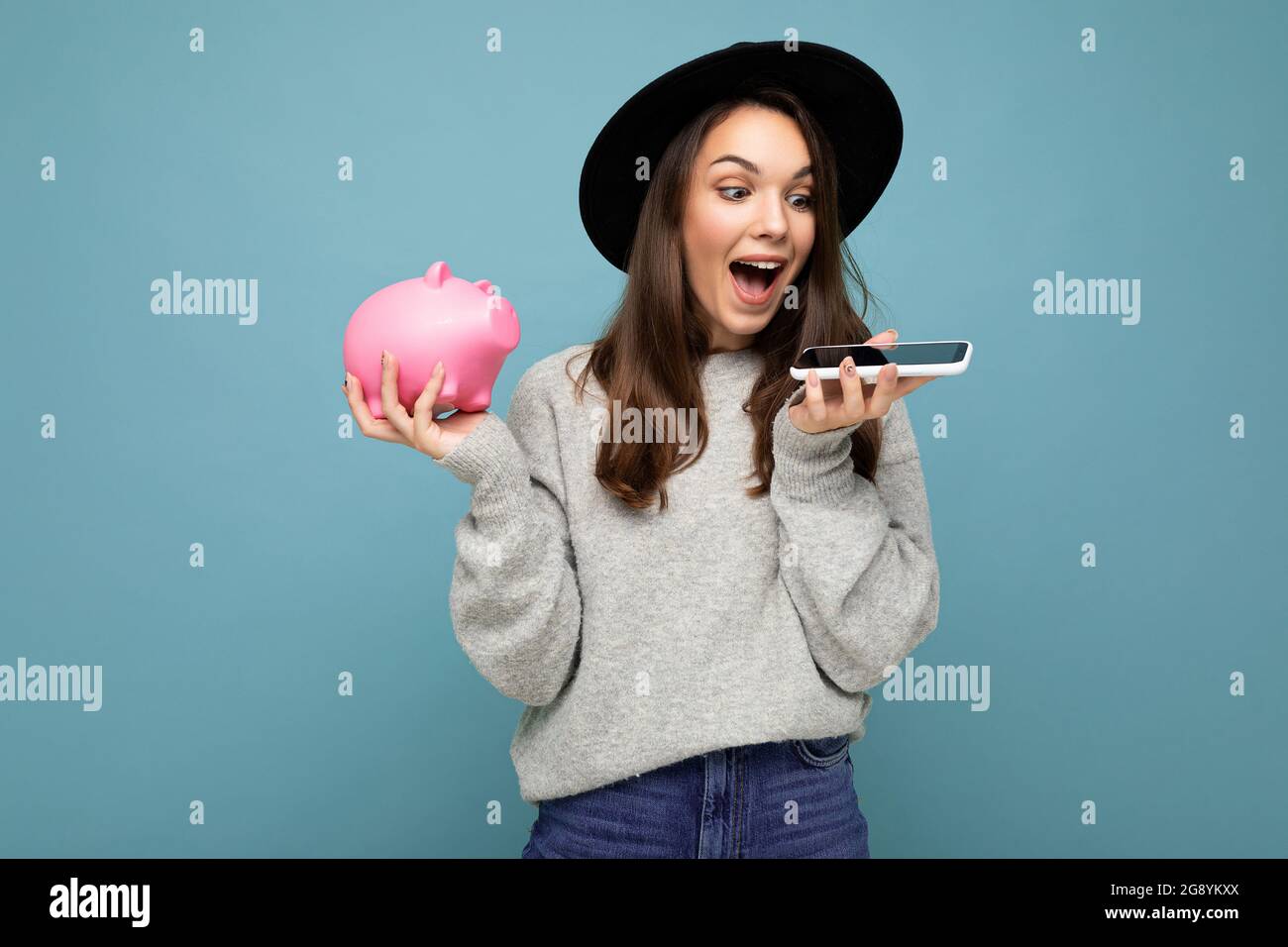 Portrait photo of happy positive sincere young charming winsome woman ...