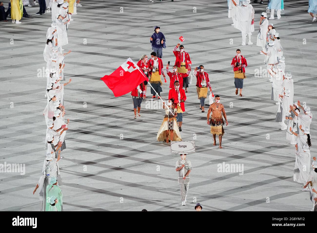 Tokyo, Japan. 23rd July, 2021. Olympic delegation of Tonga parade into ...