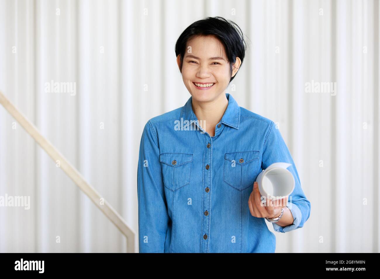 Portrait of female engineer with self-confidense and friendly manner ...