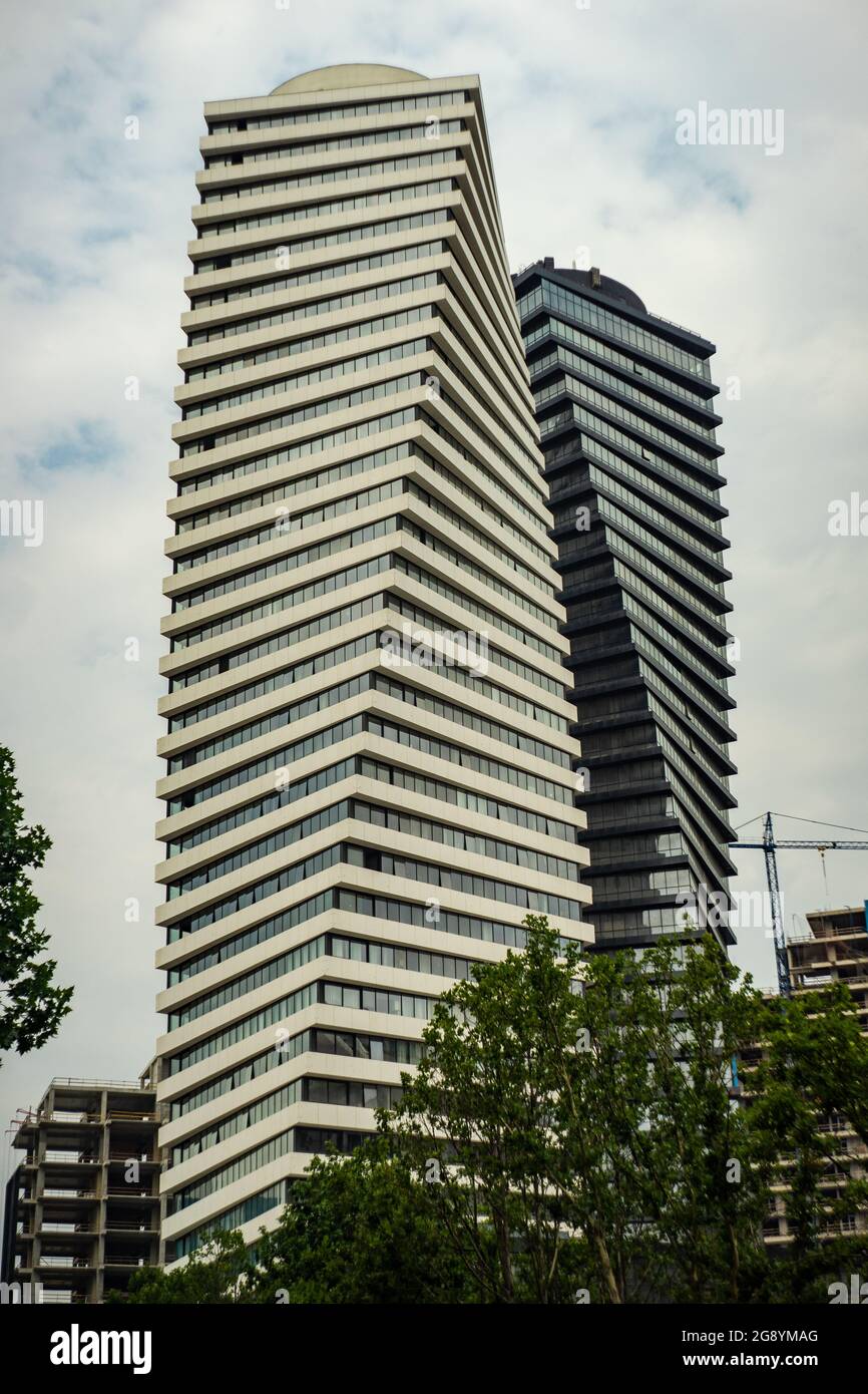 Famous spiral twins towers in Vake district in Tbilisi's downtown ...