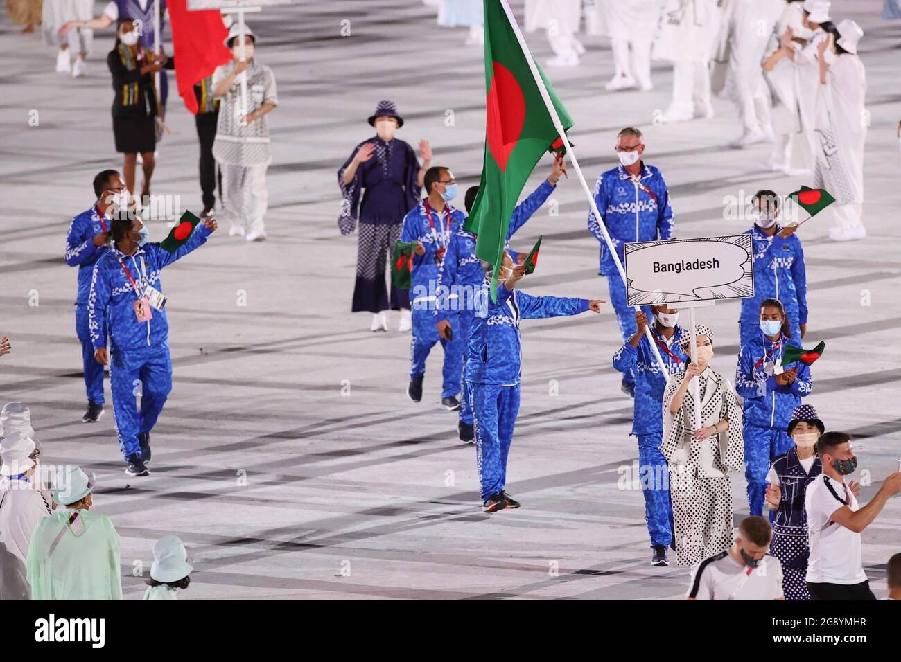Tokyo, Japan. 23rd July, 2021. Olympic delegation of Bangladesh parade ...