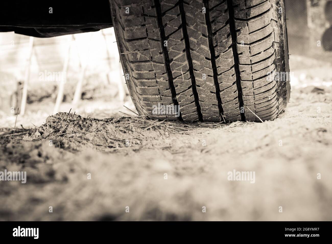 Closeup texture tire tracks on the ground. Wheel tracks on dirt. Tyre ...