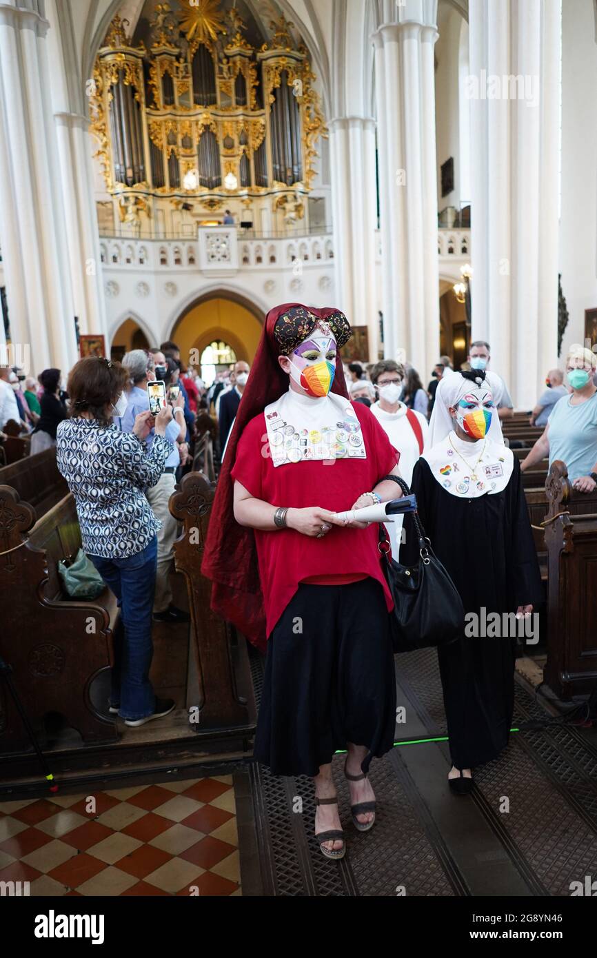 Berlin, Germany. 23rd July, 2021. Sisters of Perpetual Indulgence come ...