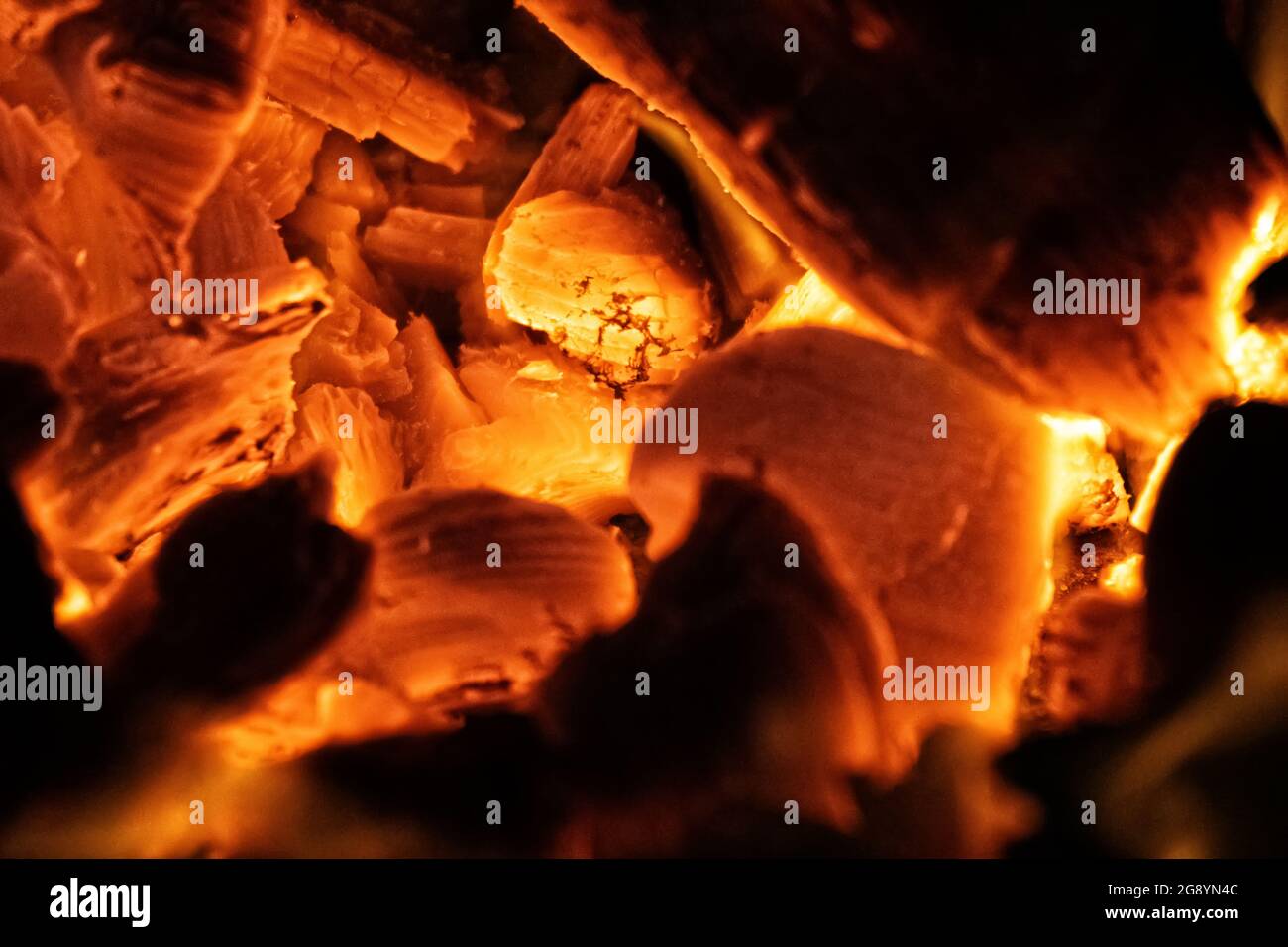 The fire and the heat of the fire, the embers, spurts of flame and ...