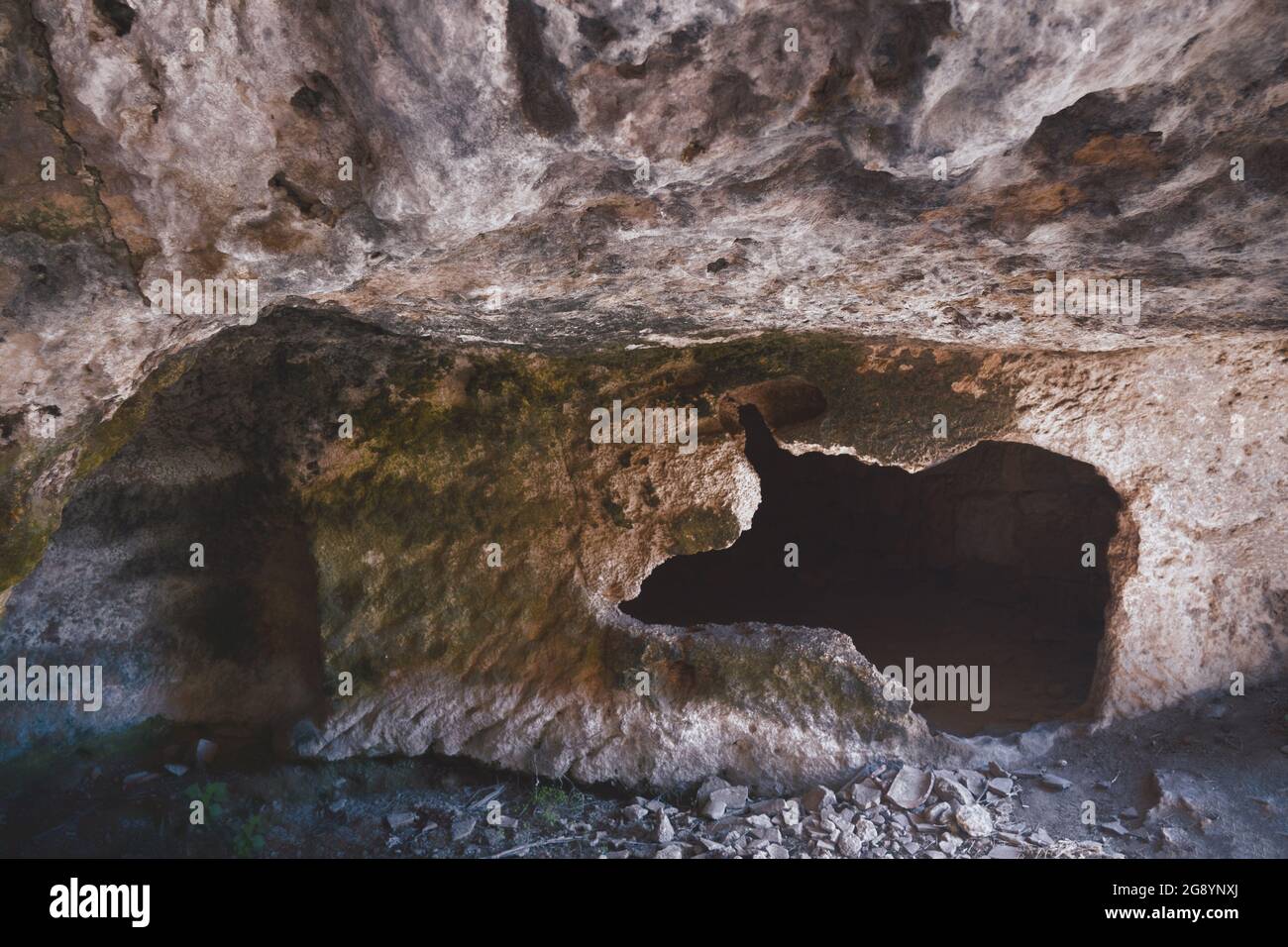 Cave-monastery, catacomb, crypt, sepulchre. The entrance to the dungeon ...