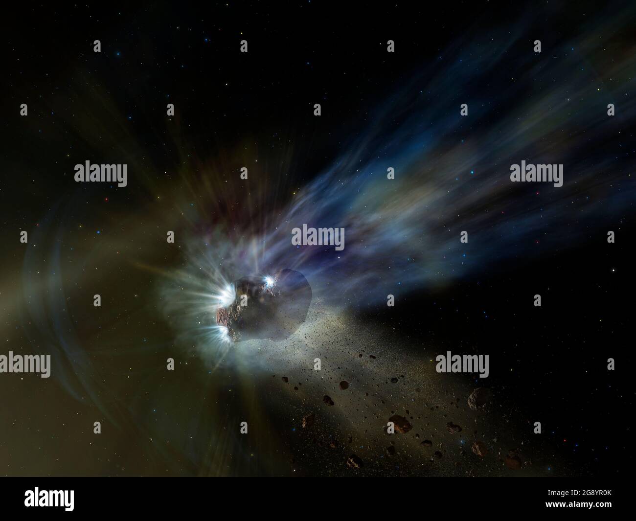 Comet in space. Elements of this image furnished by NASA Stock Photo ...