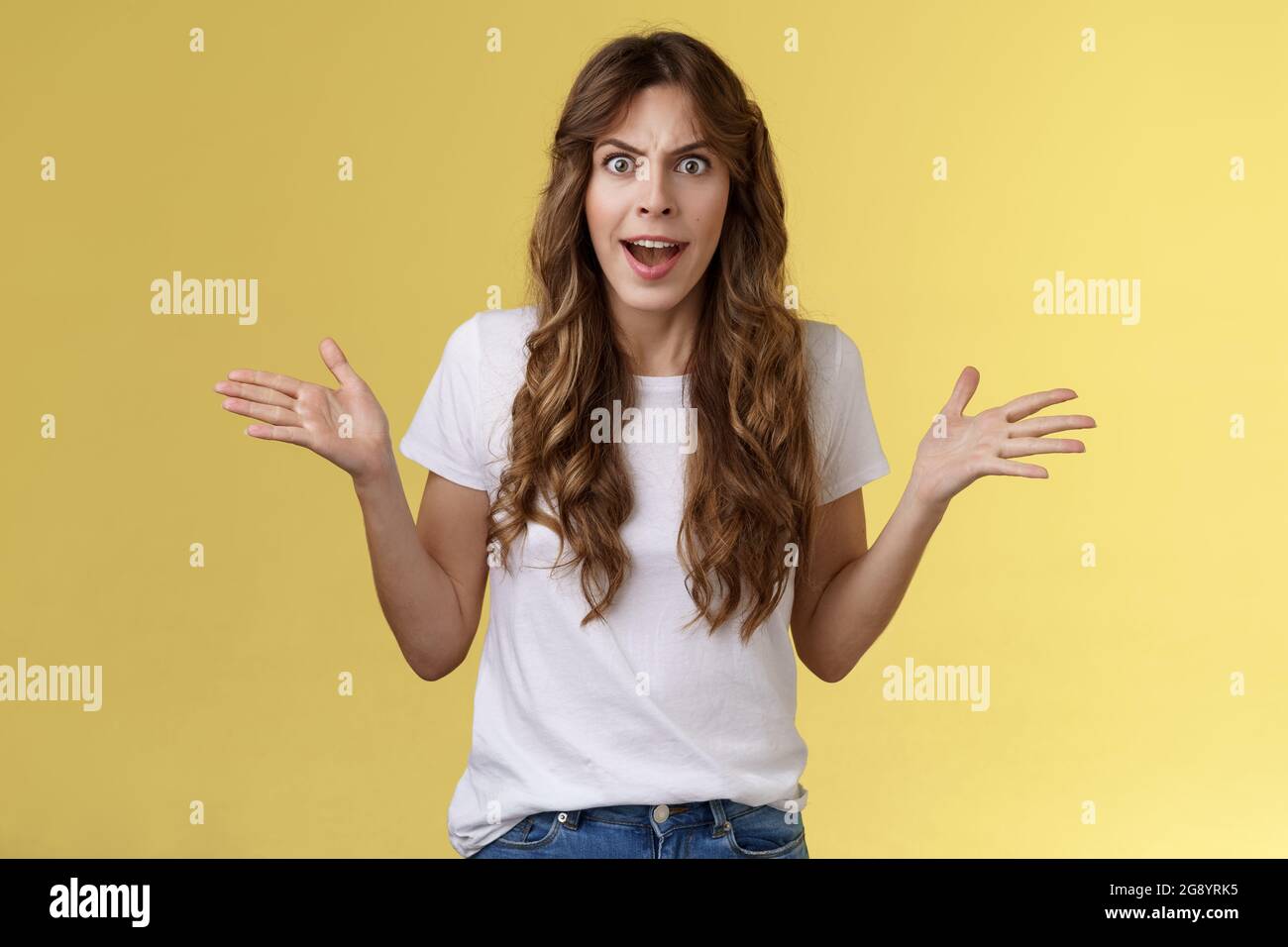 Woman with hands out sideways hi-res stock photography and images - Alamy