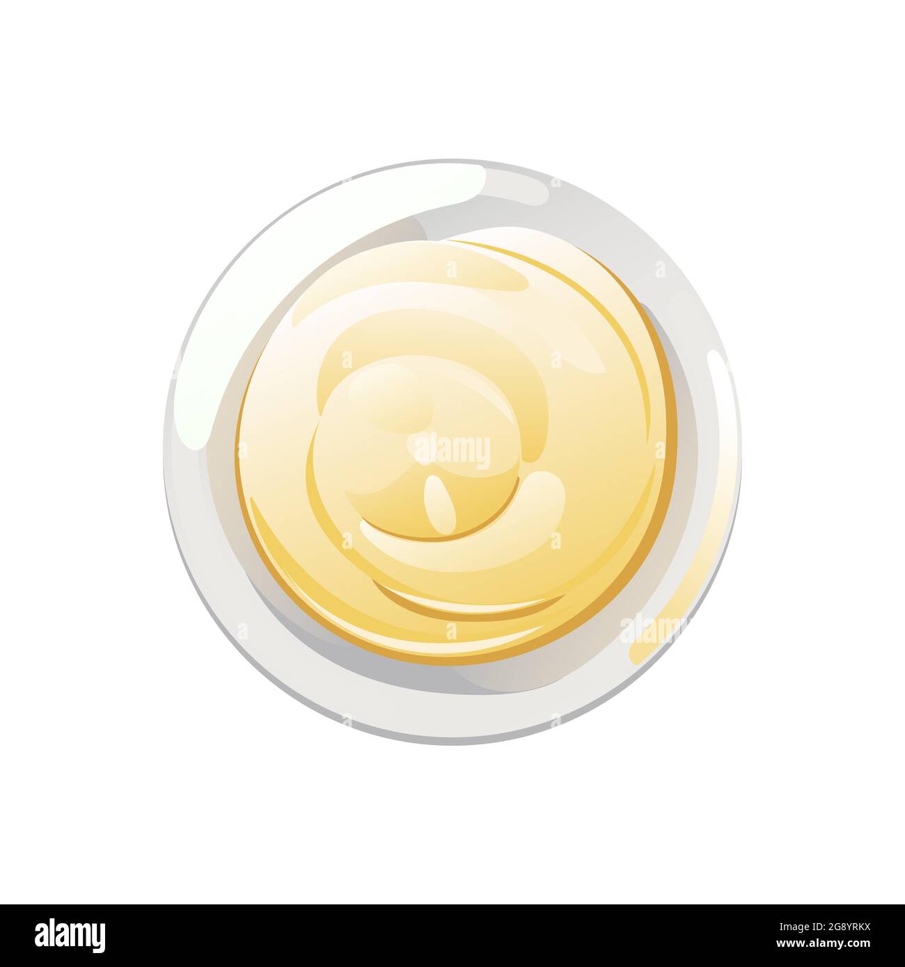 Mayonnaise sauce in bowl in cartoon style. White swirl condiment mousse ...
