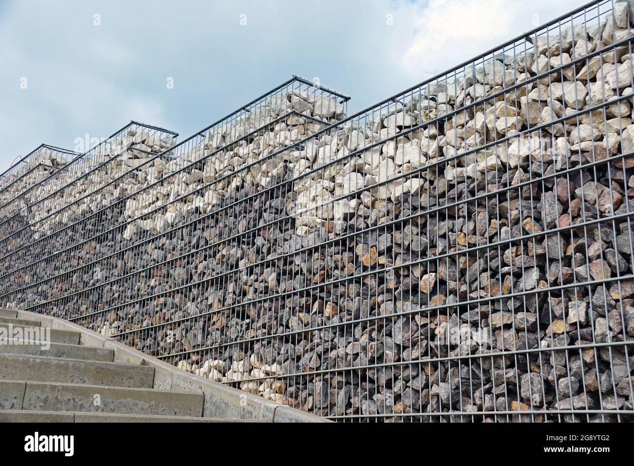 Slope reinforced with gabions. Interesting arrangement of the park ...