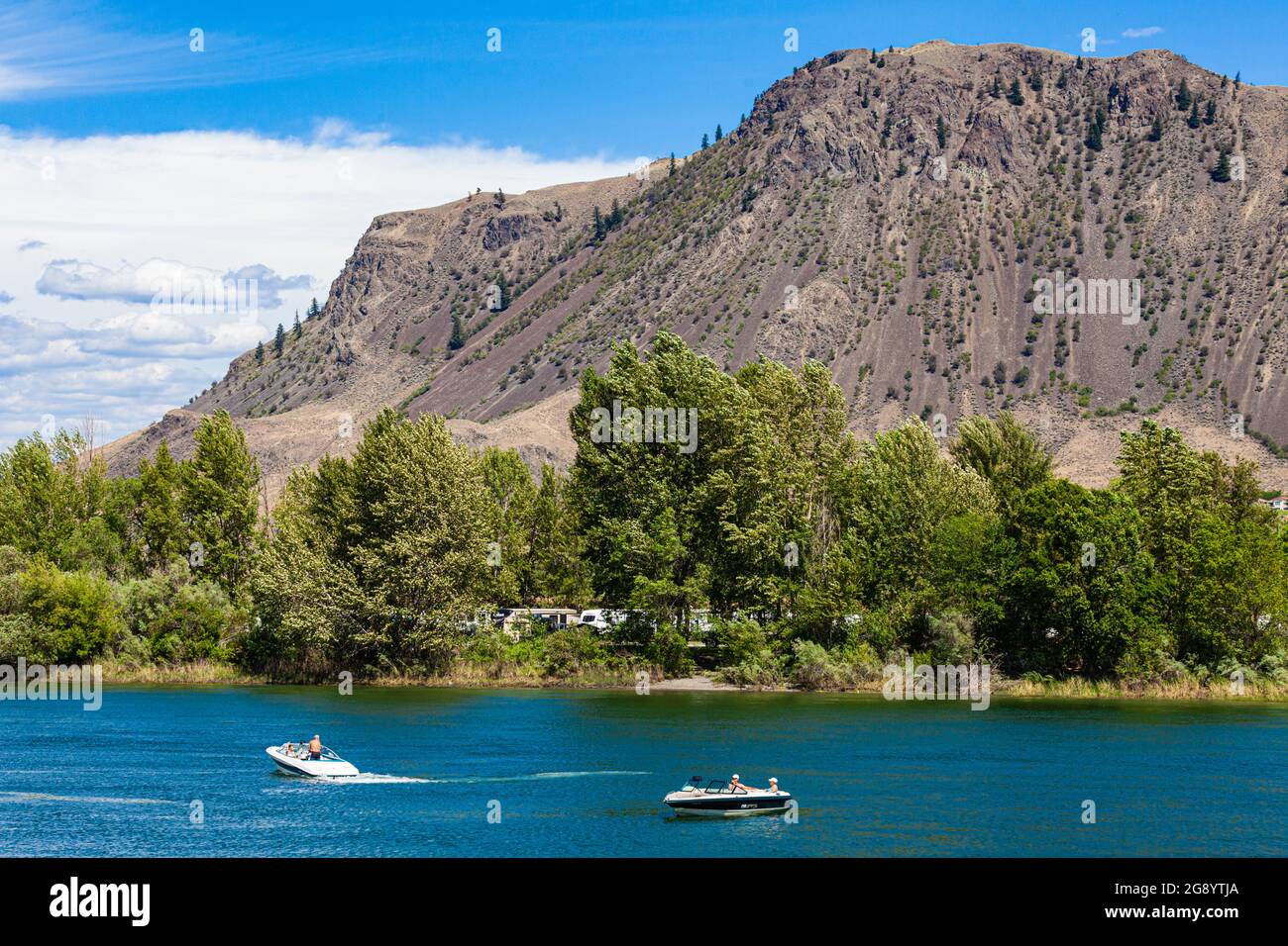Boating on the South Thopson River in Kamloops British Columbia Canada ...
