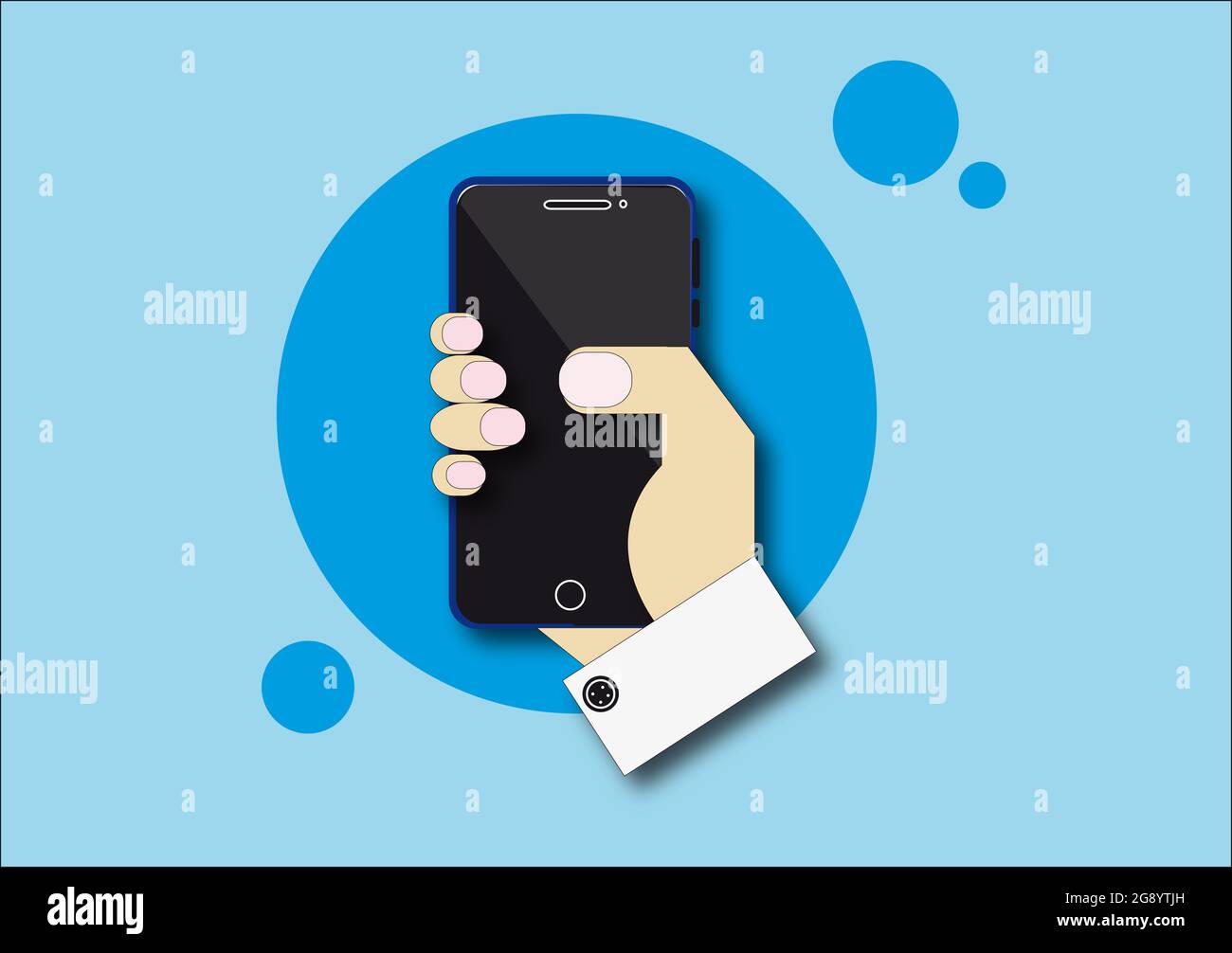 Illustration of a graphic image of male hand holding a smartphone Stock ...