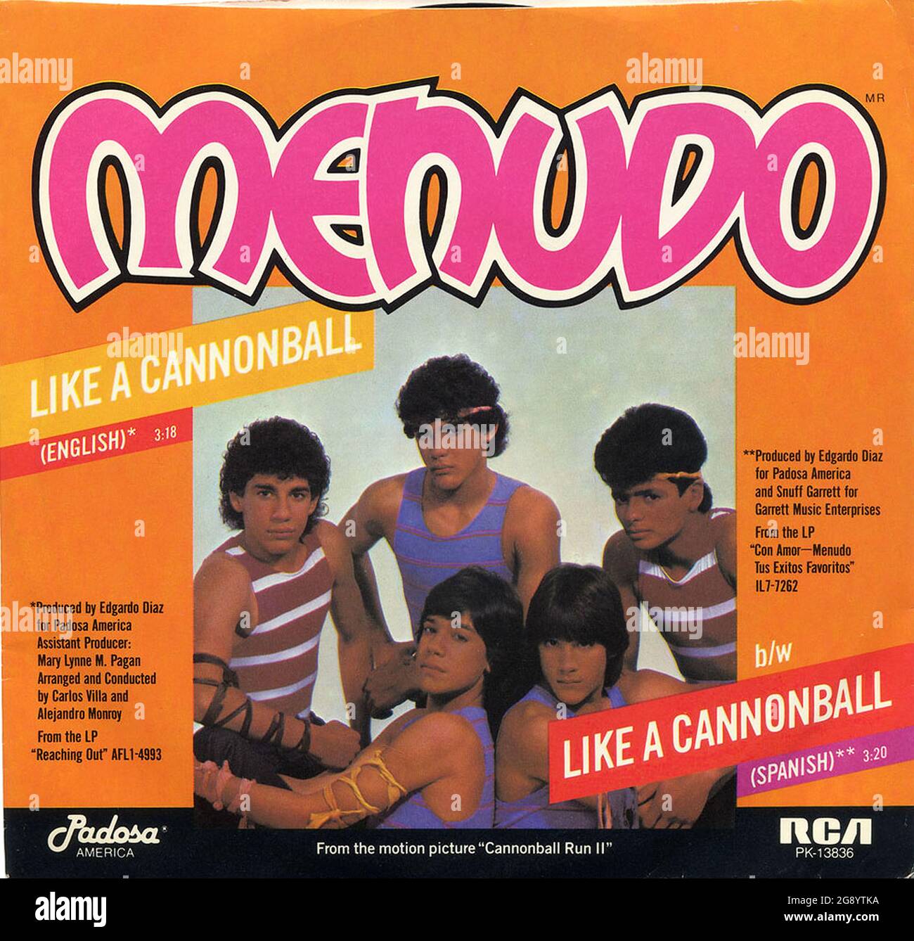 Like A Cannonball, Menudo - Vintage Vinyl Record Cover Stock Photo - Alamy