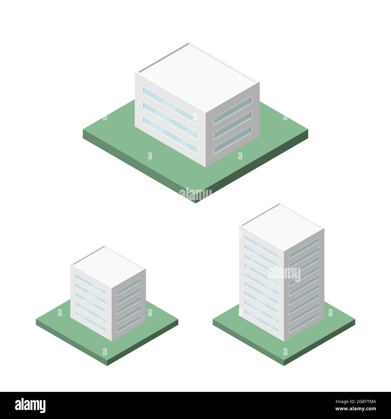 Vector Isometric Set of Modern Office Tall Building for Icon ...