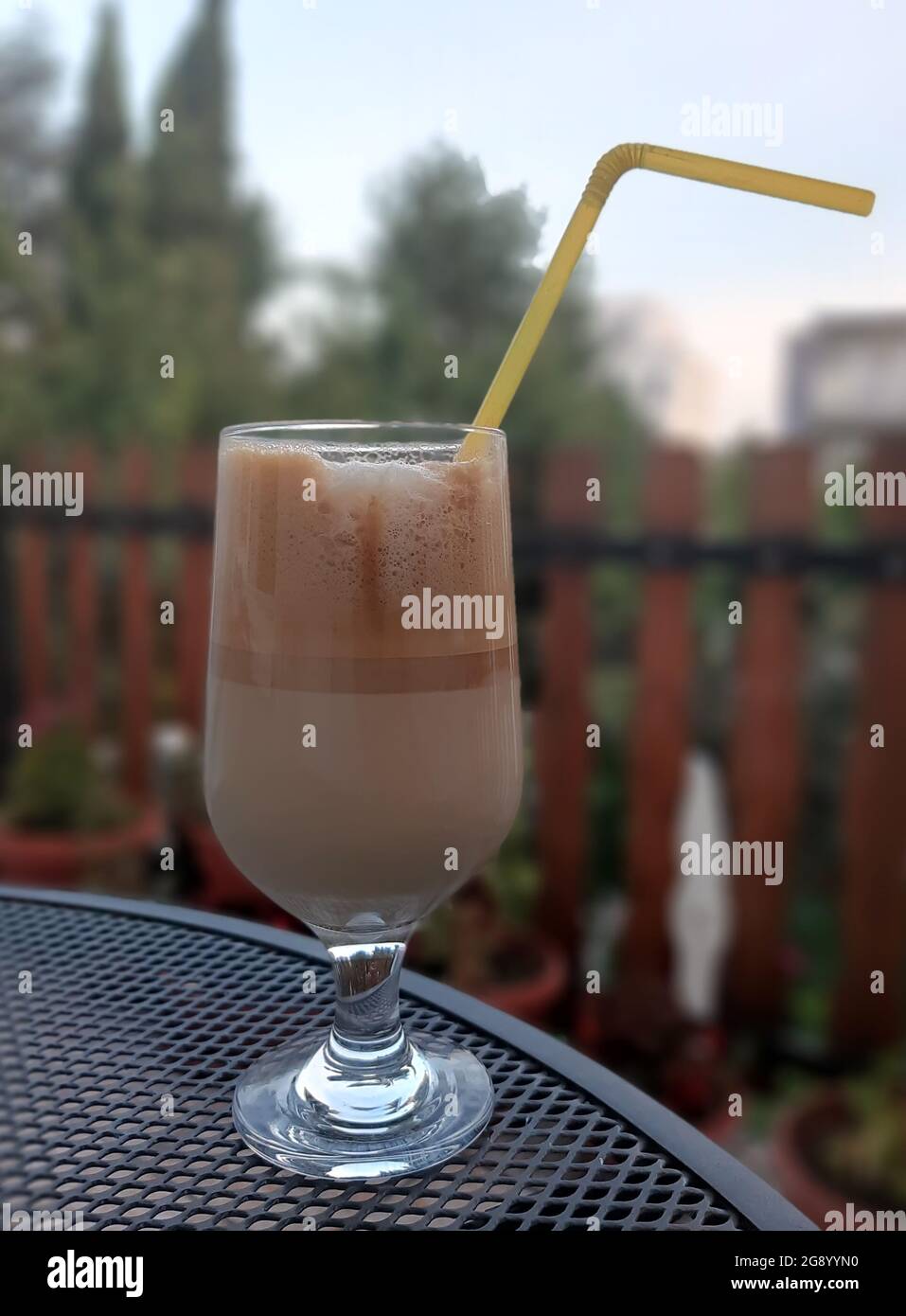 Ice cold Coffee. Ice Coffee in a Bar Glass Stock Photo - Alamy