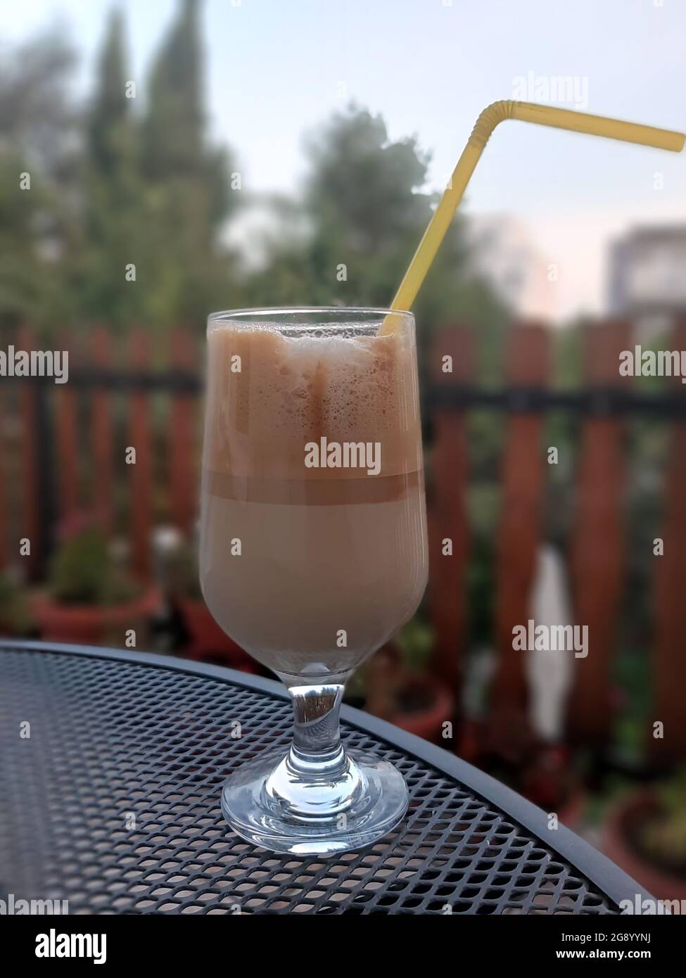 Ice cold Coffee. Ice Coffee in a Bar Glass Stock Photo - Alamy