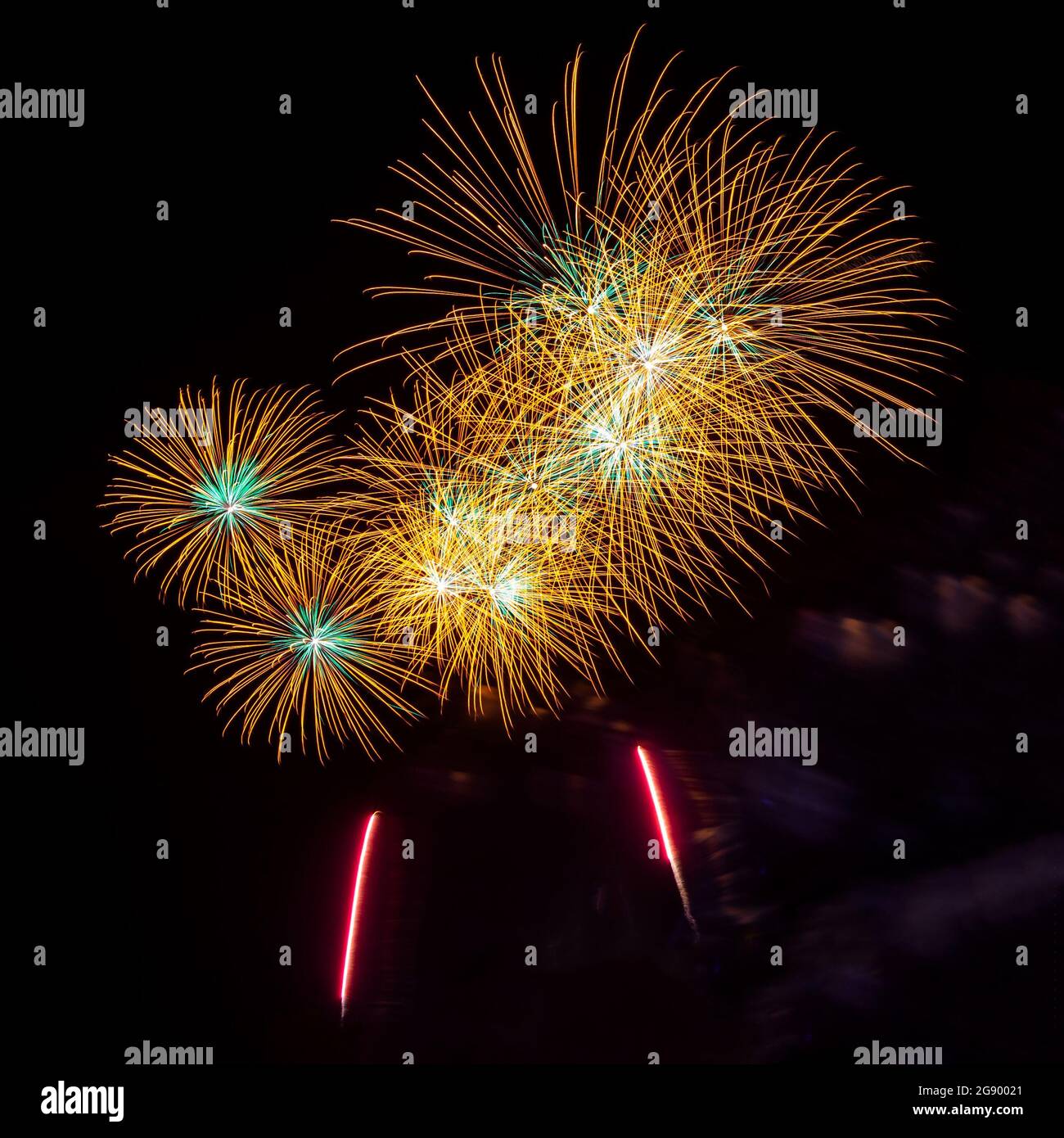 beautiful fireworks on black background , abstract firework full color ...