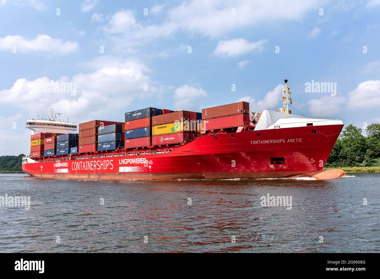 LNG powered container ship CONTAINERSHIPS ARCTIC in the Kiel Canal ...