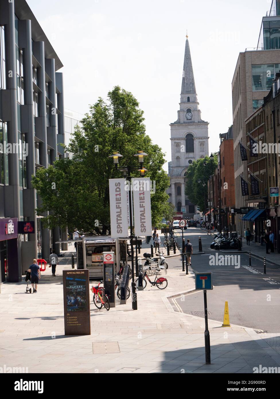 Spitalfields area of London with Christ Church Spitalfields in ...