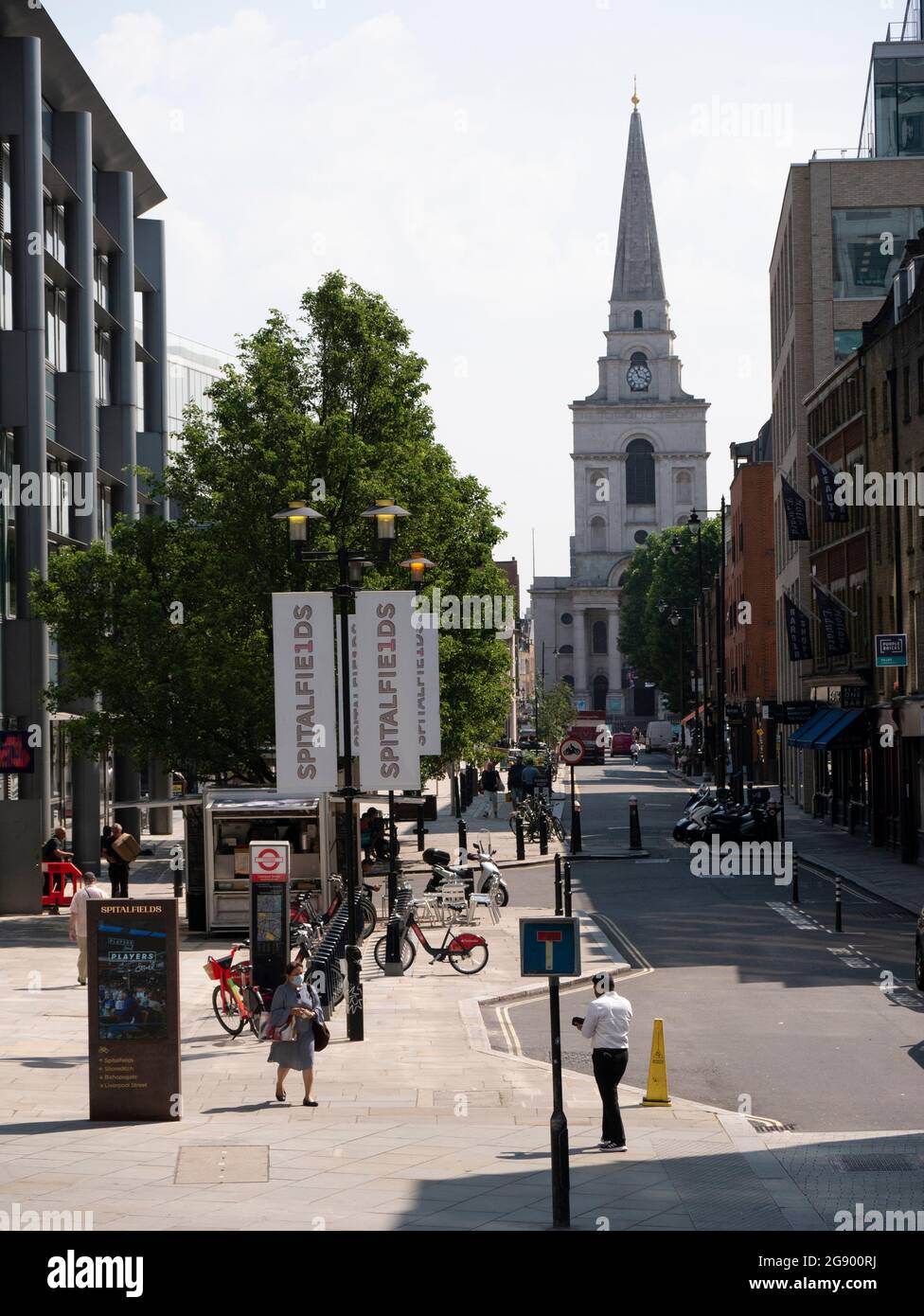 Spitalfields area of London with Christ Church Spitalfields in ...