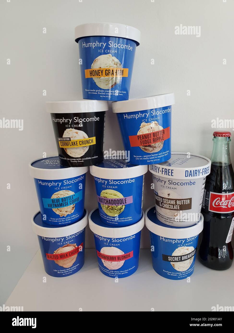 Stack of Humphry Slocombe artisan ice cream containers, Lafayette ...