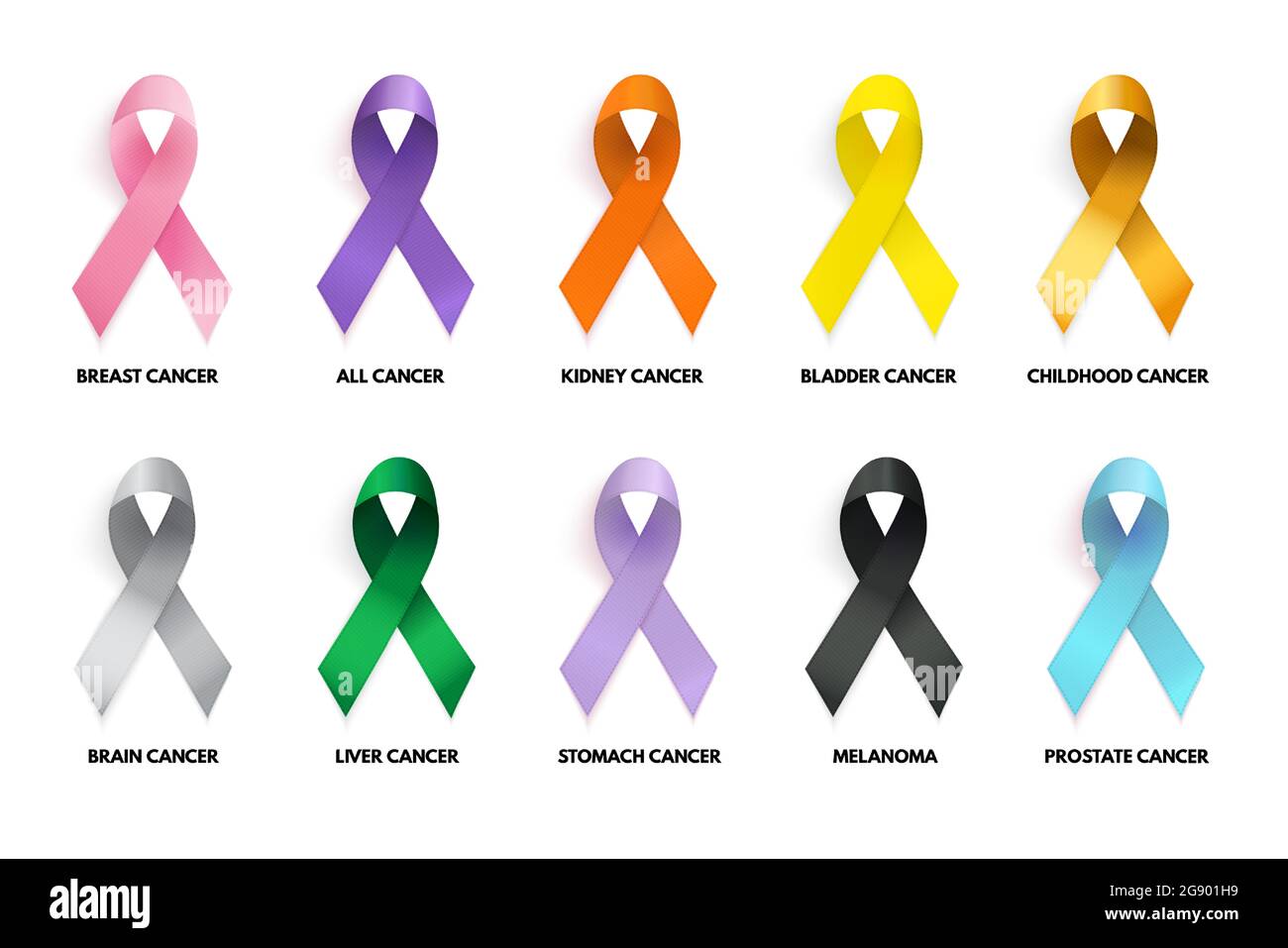 Colorful Ribbon Collection Set. Cancer sign. Vector Illustration EPS10 ...