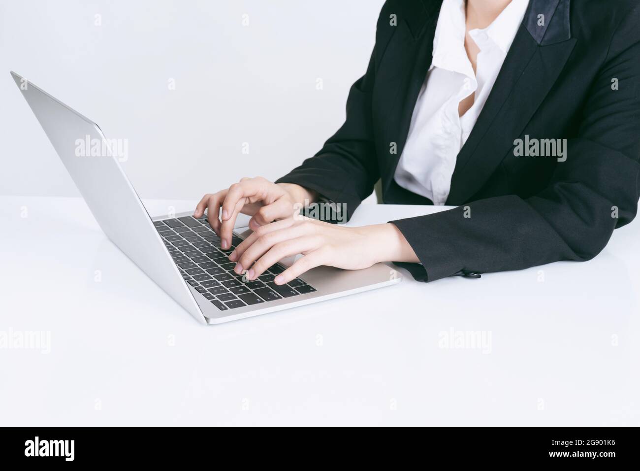 lifestyle business people using laptop computer on office desk ...
