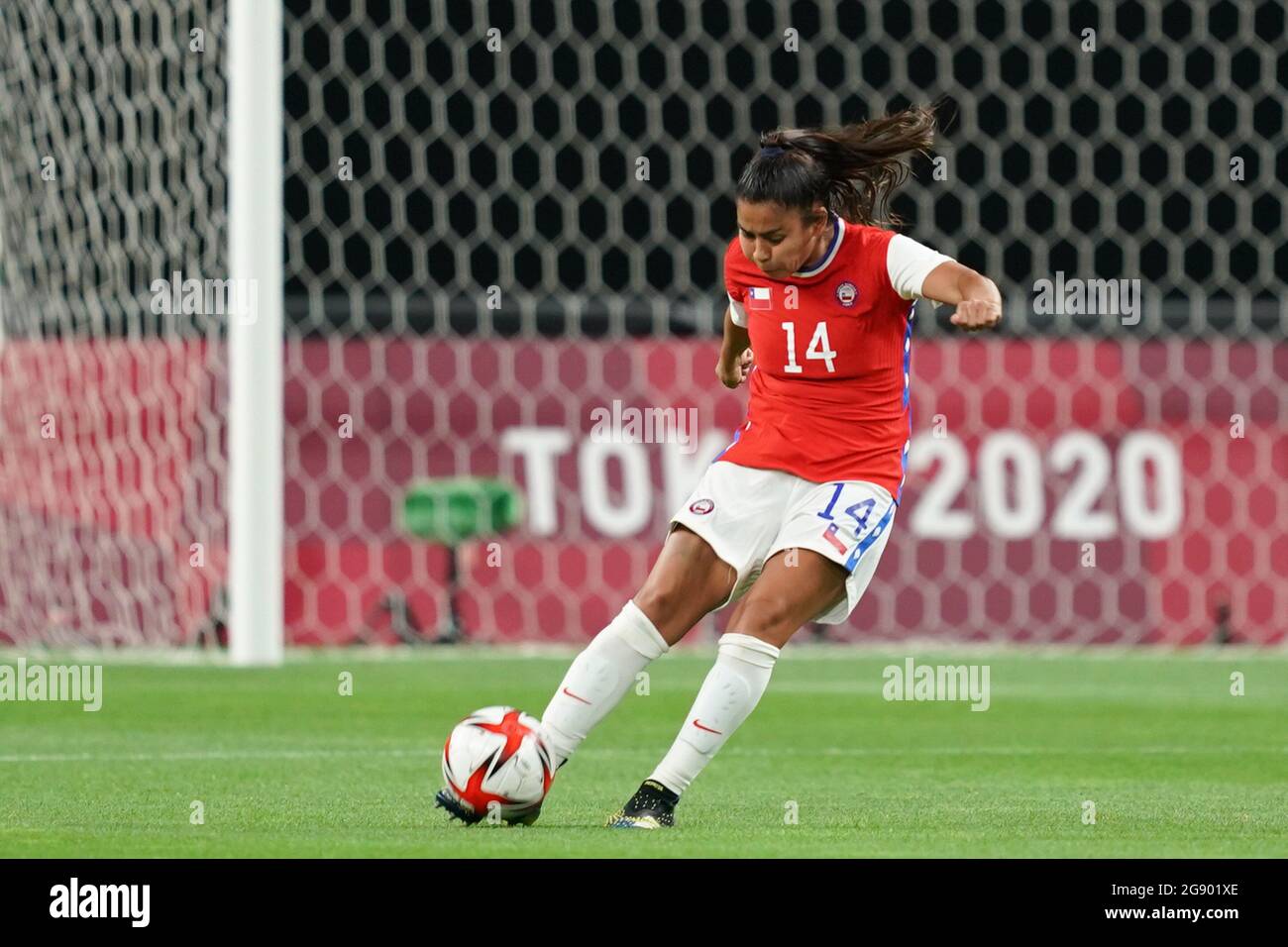 Sapporo, Japan. 21st July, 2021. Daniela Pardo (14 Chile) controls the ...