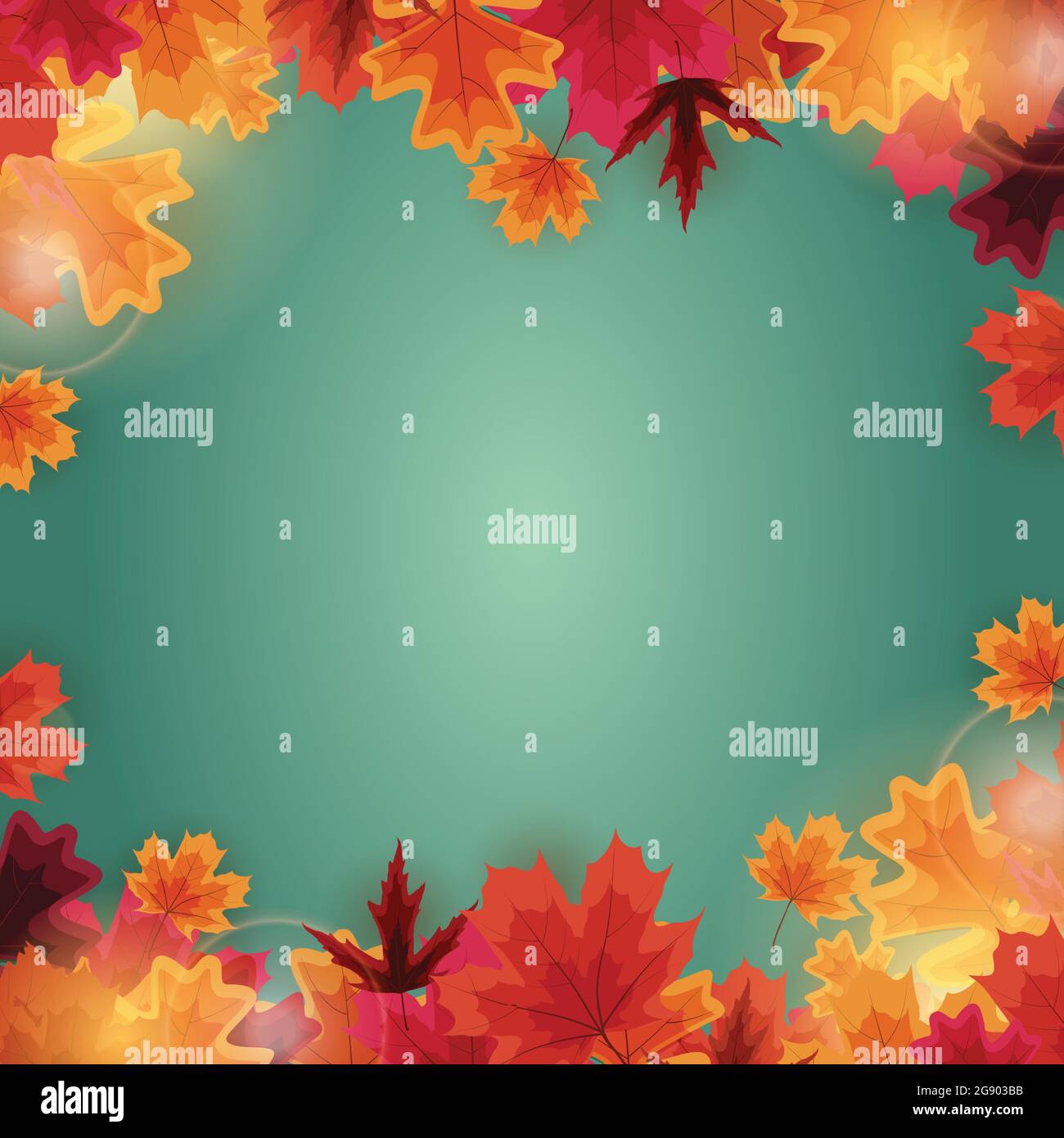 Autumn natural background template with falling leaves Stock Vector ...