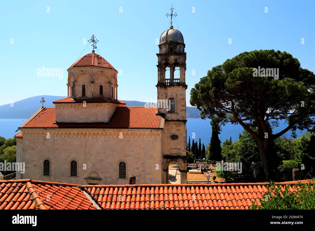 Nice view of town Herceg Novi in Montenegro with Savina Monastery ...