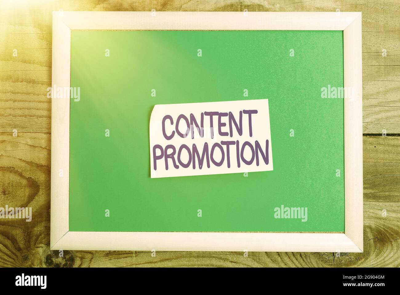 Hand writing sign Content Promotion. Business overview about getting ...