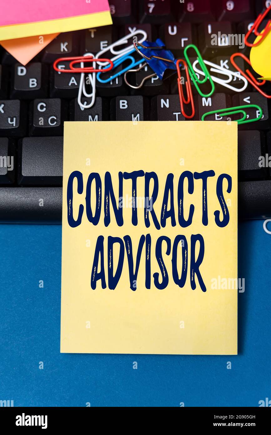 Text caption presenting Contracts Advisor. Business idea ensure the ...