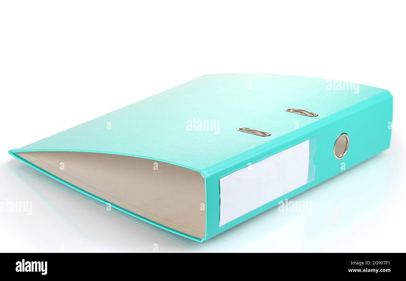 Office green folder isolated on white Stock Photo - Alamy