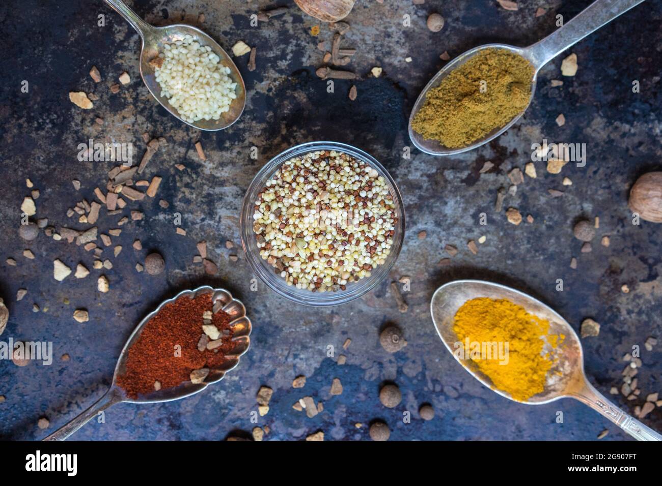 Collection of various spices and legumes Stock Photo - Alamy