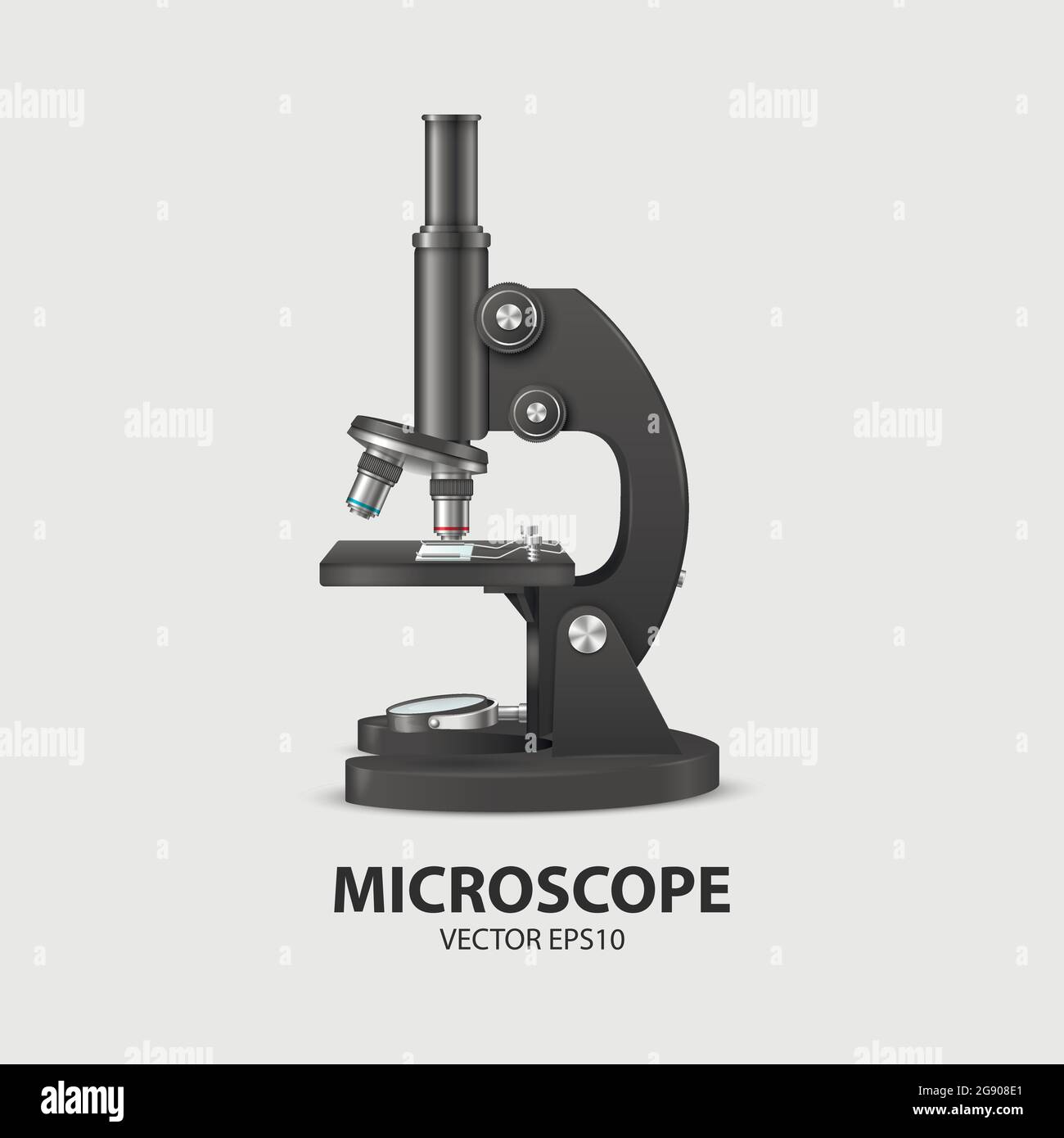 Vector 3d Realistic Black Laboratory, School Microscope Isolated on ...