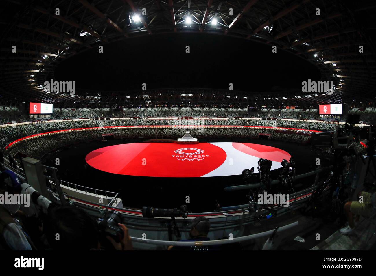 Tokyo, Japan. 23rd July, 2021. The logo of the Tokyo 2020 is on display ...