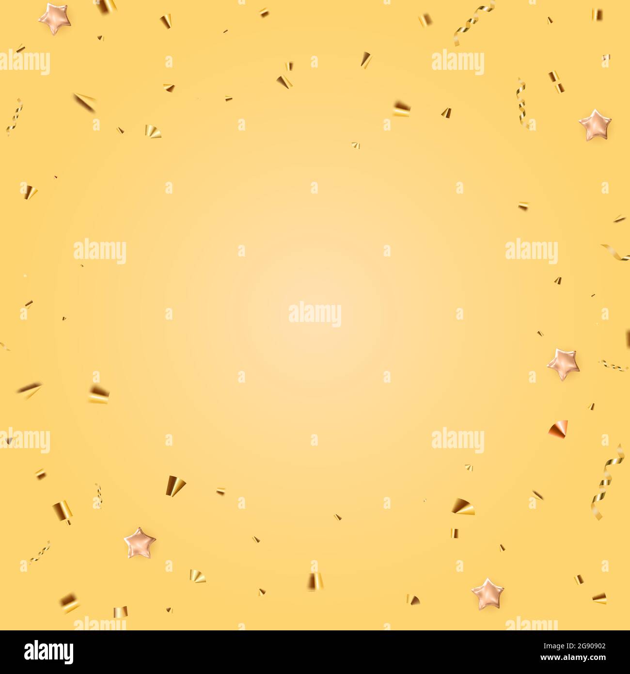 Yellow party holiday background with golden confetti. Vector ...