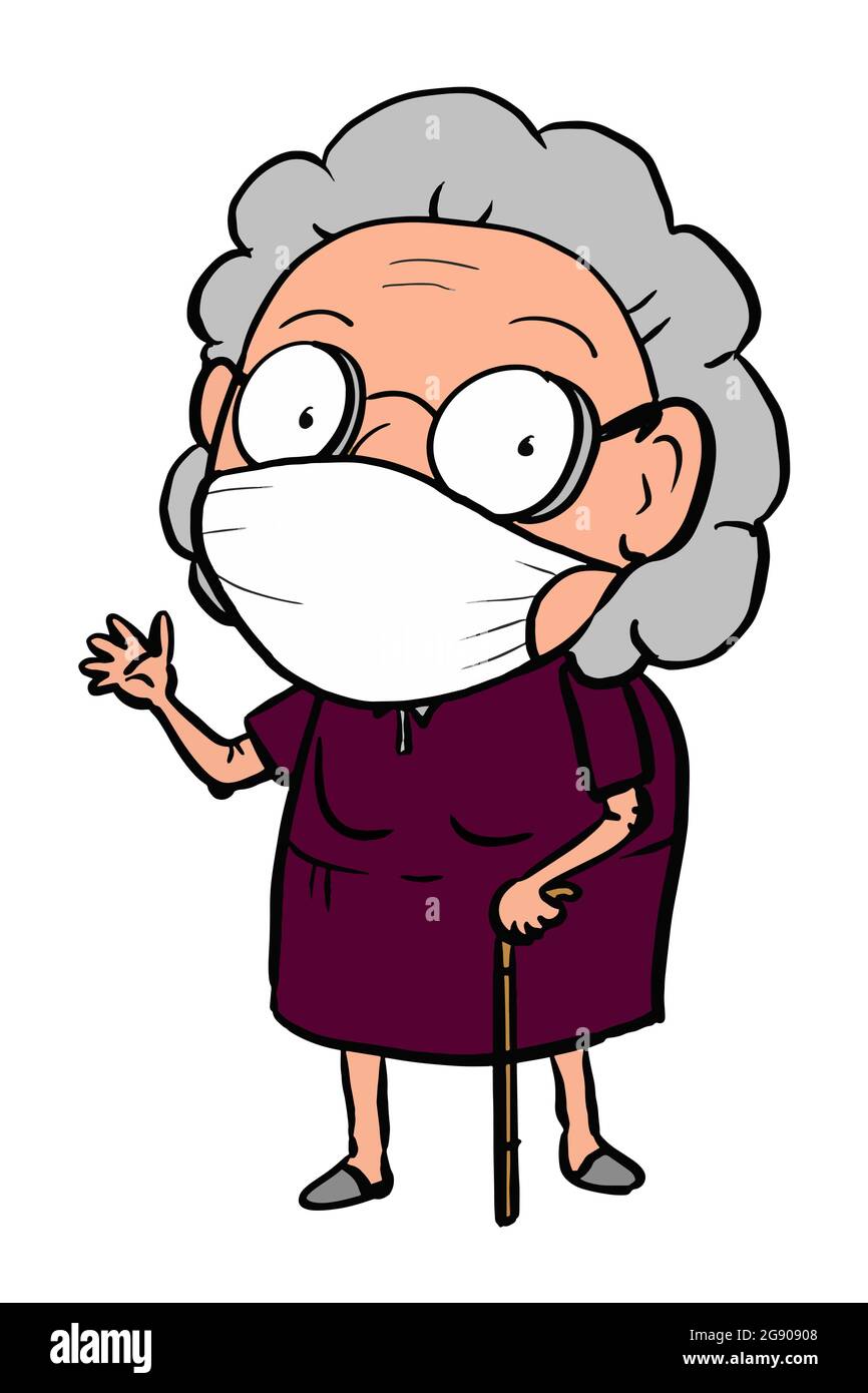 Cute Old Lady Cartoon Character